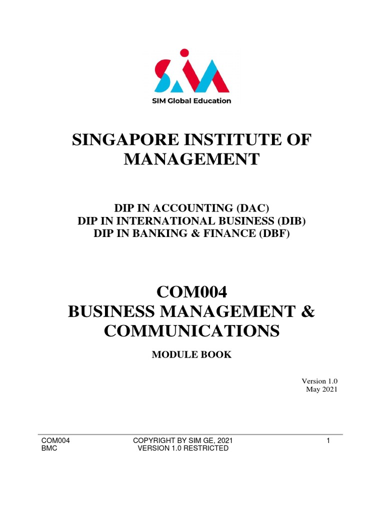 Module Guide - COM004 BMC (2021) v3 | PDF | Leadership | Strategic ...