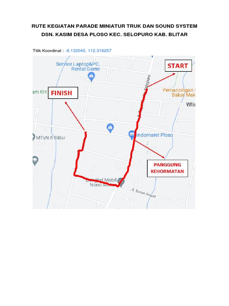 RUTE KEGIATAN PARADE MINIATUR TRUK DAN SOUND SYSTEM | PDF
