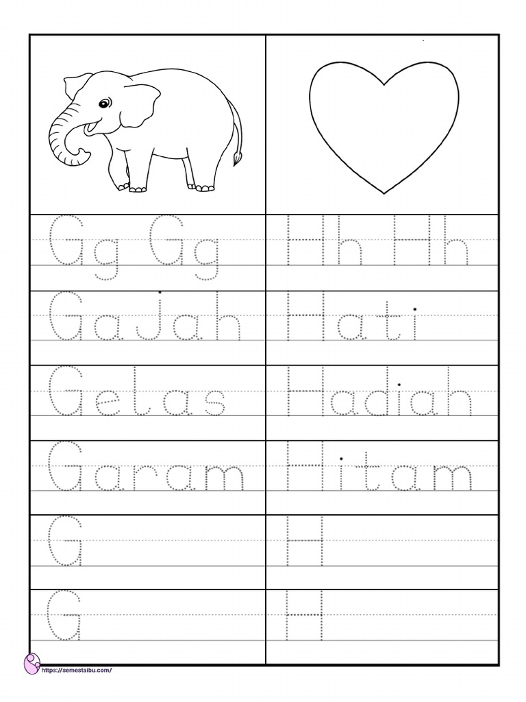 Lembar Kerja Anak TK Menulis G H | PDF