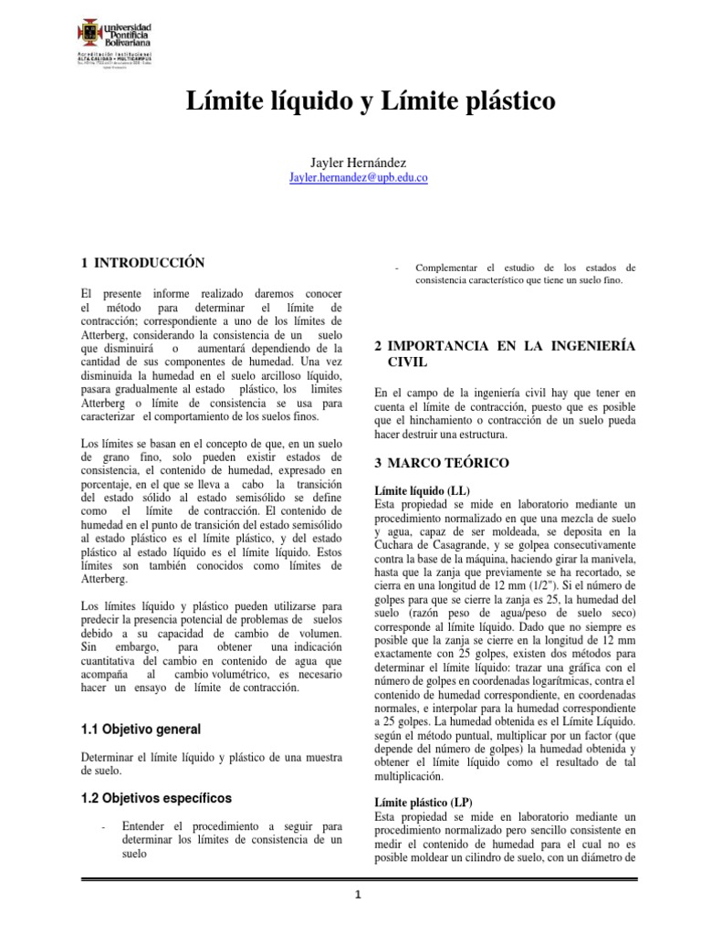 Límite Líquido y Plástico en Suelos | PDF | Ingeniero civil | Ciencias ...