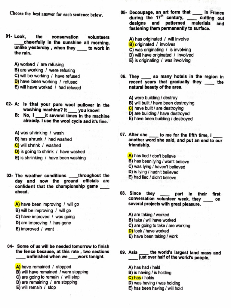 Tenses - Test 2 | PDF