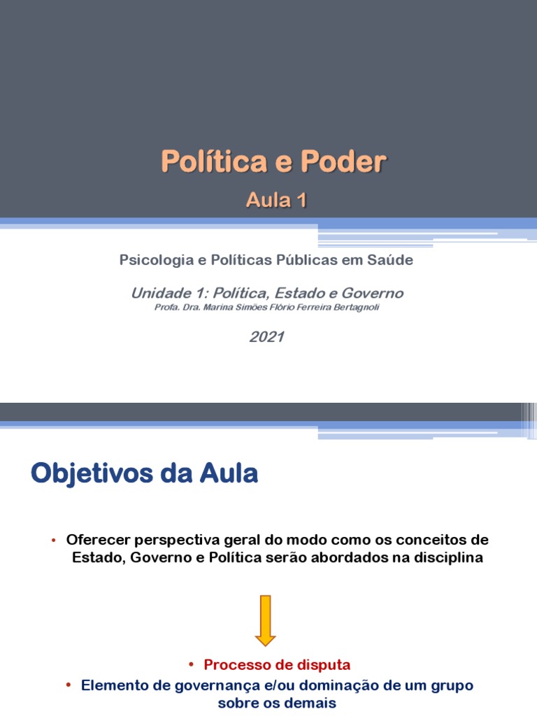Aula - 1 - Unidade - 1 - Política e Poder | PDF | Estado | Poder ...