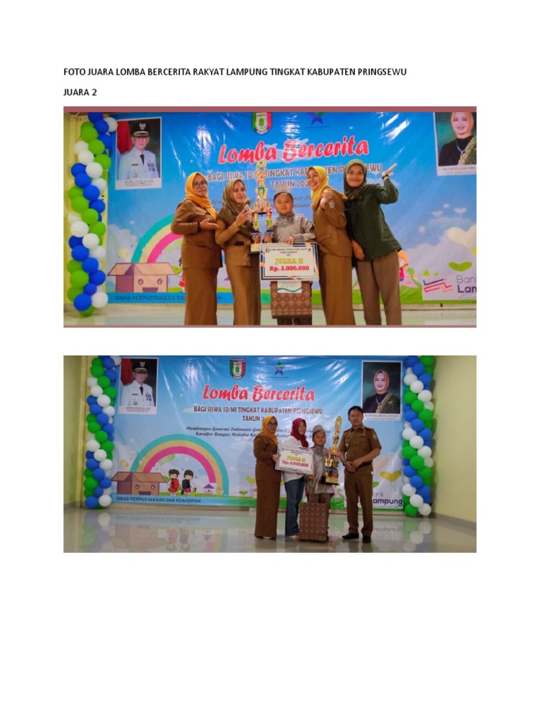 Foto Juara Lomba Bercerita Rakyat Lampung Tingkat Kabupaten Pringsewu | PDF