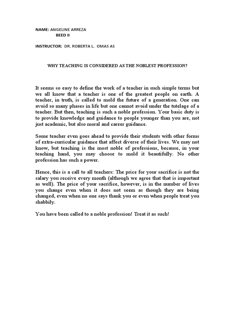 Why teaching is the noblest profession | PDF