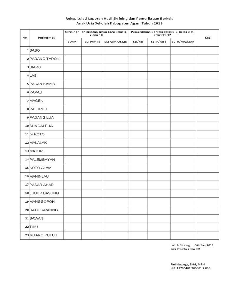 Rekap Laporan Skrining | PDF