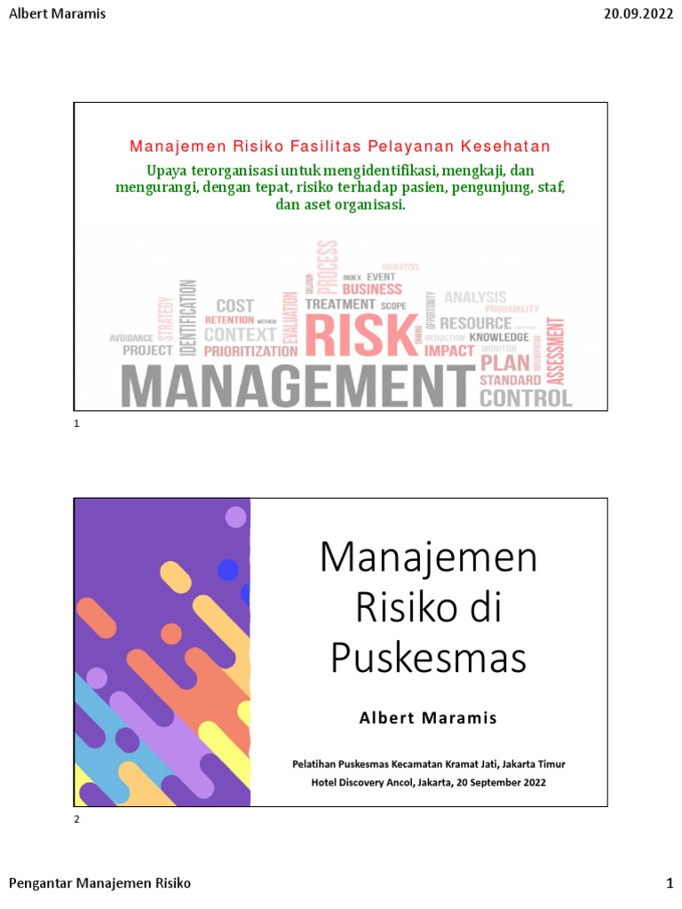 1 - Manajemen Risiko Di Puskesmas - 220920 | PDF