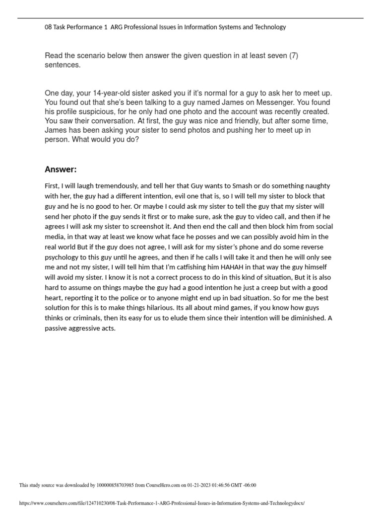 08 Task Performance 1 ARG Professional Issues in Information Systems ...