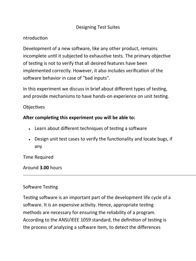 EXP-10 Designing Test Suites | Download Free PDF | Software Testing ...