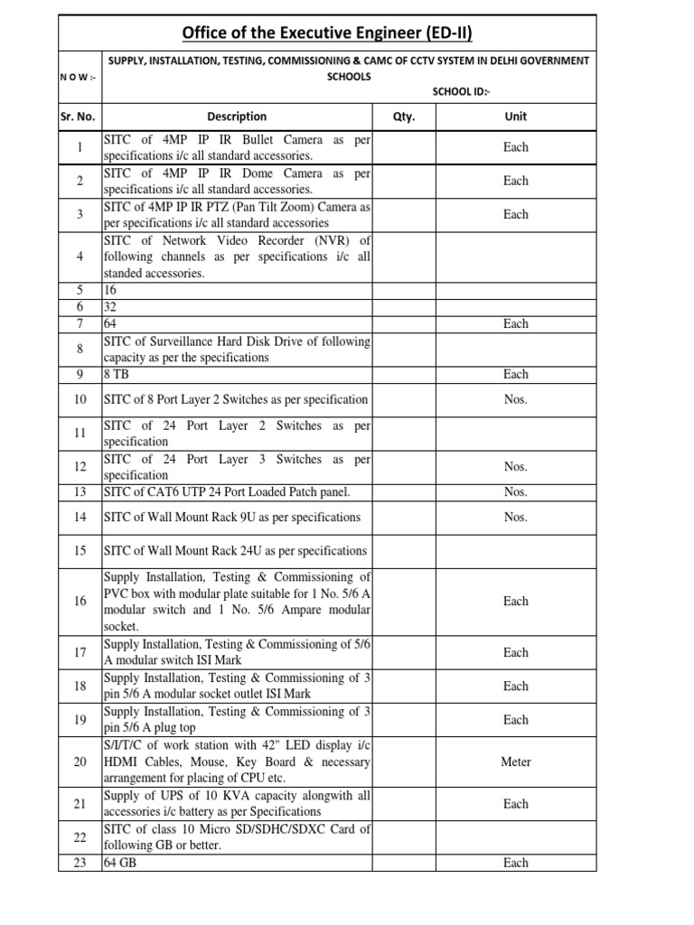 BOQ Format | Download Free PDF | Computer Architecture | Computer Science