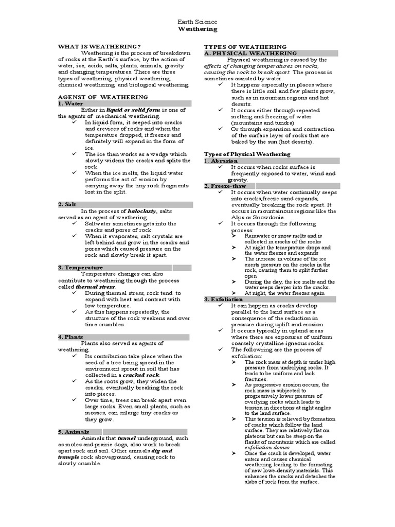 Grade 11 Earth Science Reviewer | PDF | Weathering | Magma