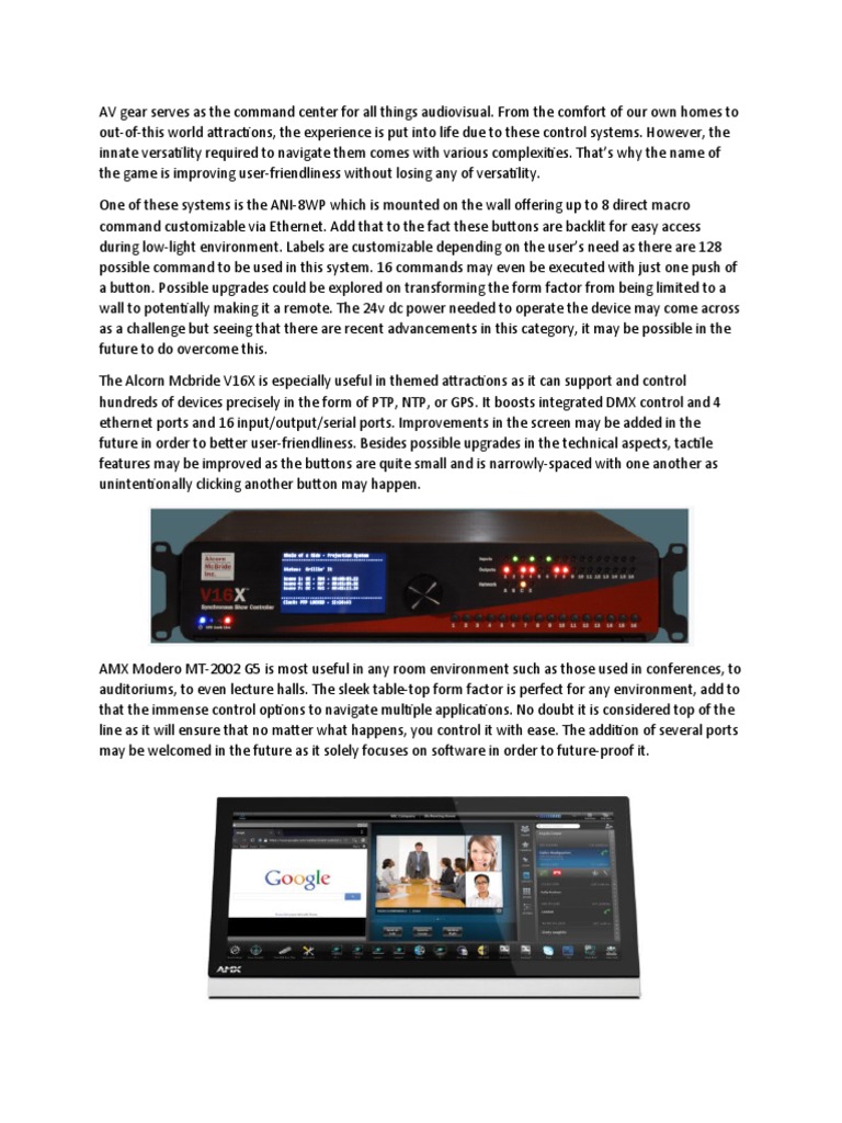 AV Control Systems | PDF | Operating System | Usb