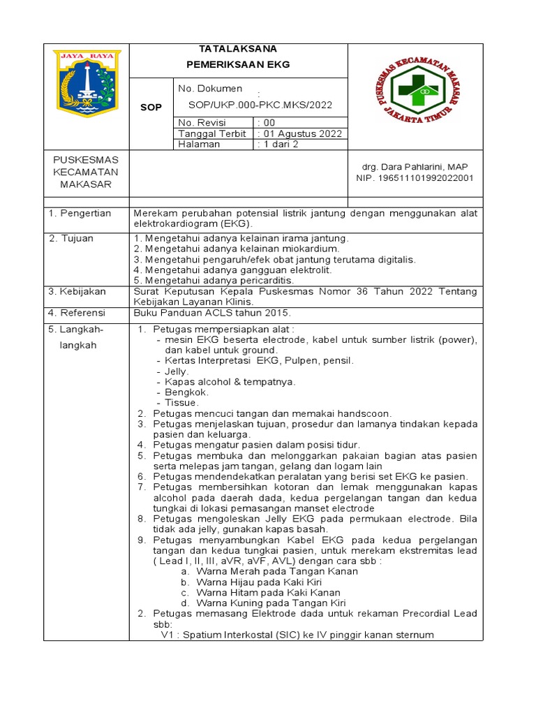 Sop Tatalaksana Pemeriksaan Ekg | PDF