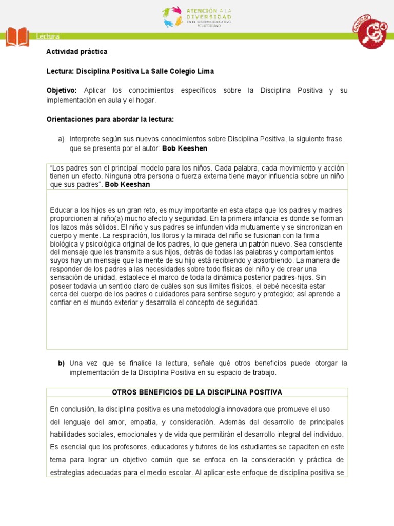 Actividades de Disciplina Positiva en Aula | PDF | Empatía | Infancia