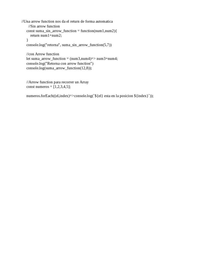 Uso de Arrow Functions en JavaScript | PDF