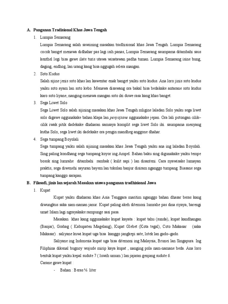 Materi 2 Panganan Tradisional Khas Jawa Tengah-1 | PDF