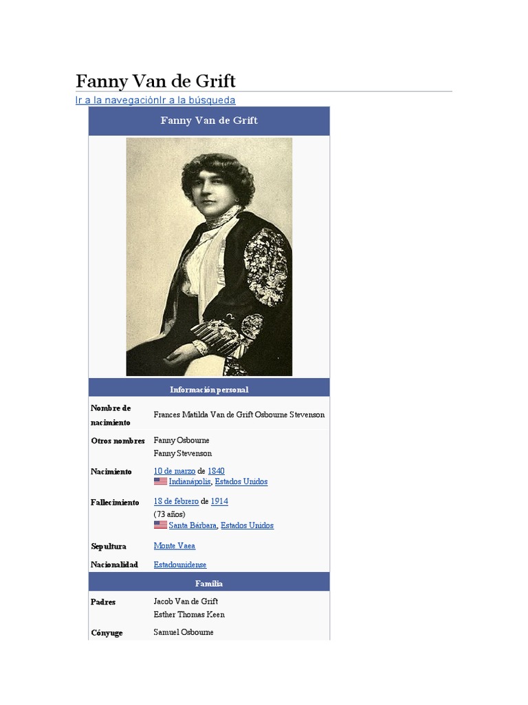 Fanny Van de Grift | PDF | Robert Louis Stevenson