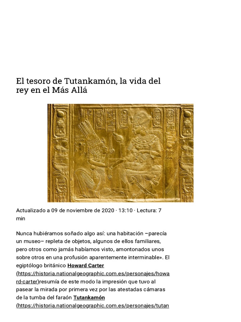 El Tesoro de Tutankhamón | PDF | Tutankamón | Antiguo Egipto