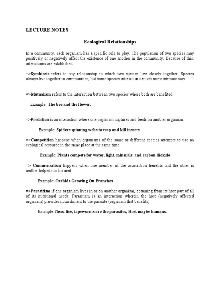 Ecological Relationship | PDF