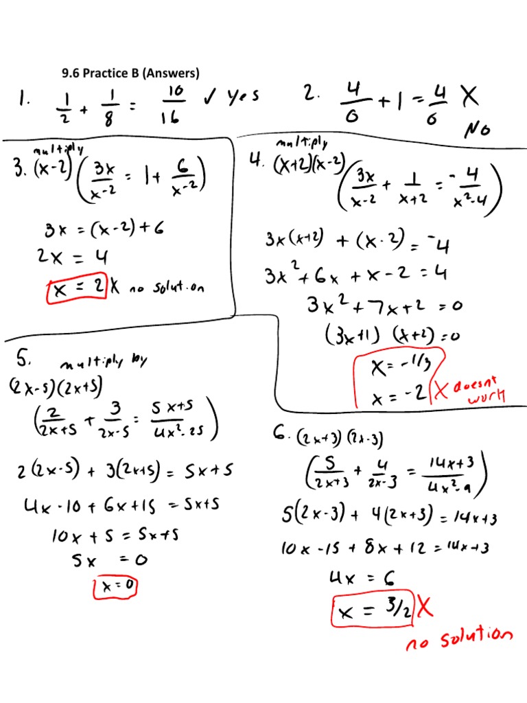 9.6 Practice B Completed Solutions | PDF