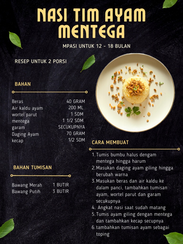 Nasi Tim Ayam Mentega | PDF | Memasak, Makanan, & Anggur