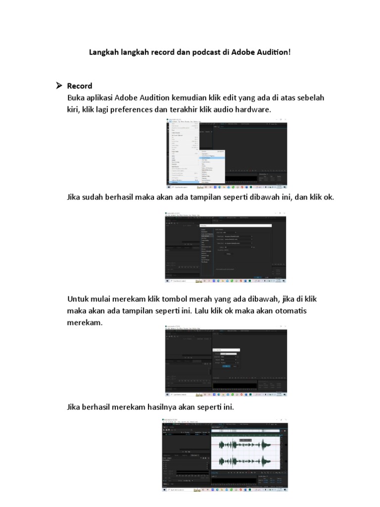 Langkah langkah record dan podcast di Adobe Audition | PDF