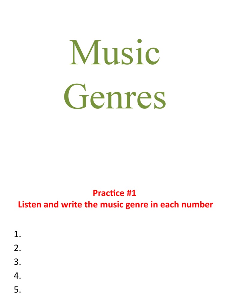 Music Genres and Vocabulary Conversation Topics Dialogs Flashcards ...