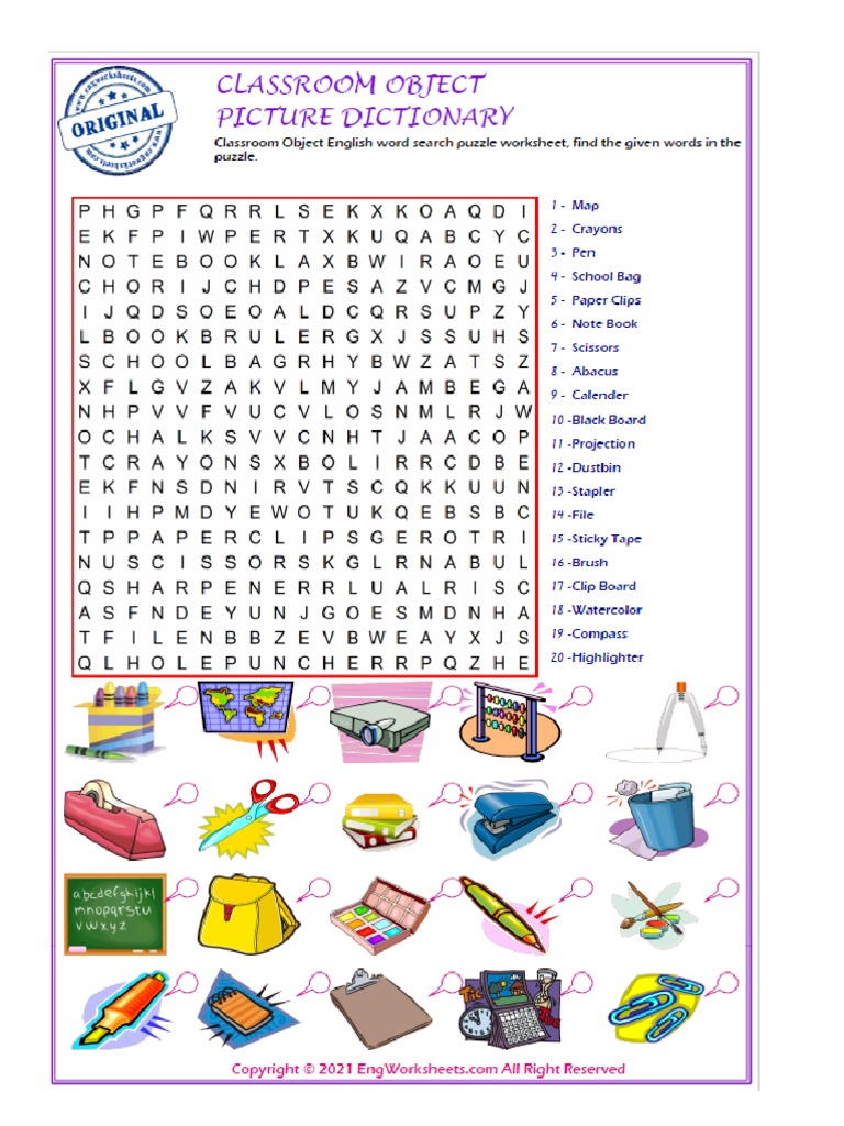 Sopa de Letras School Objects | PDF