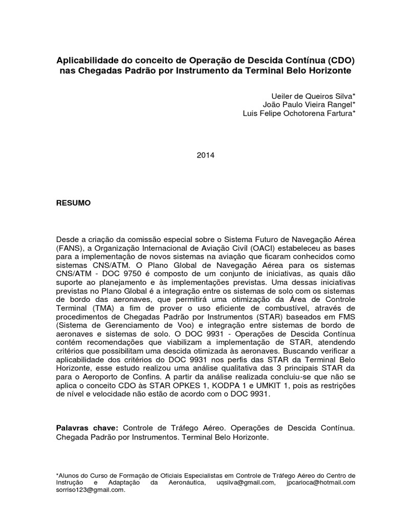 Aplicabilidade Do Conceito de Operação de Descida Contínua (CDO) | PDF ...
