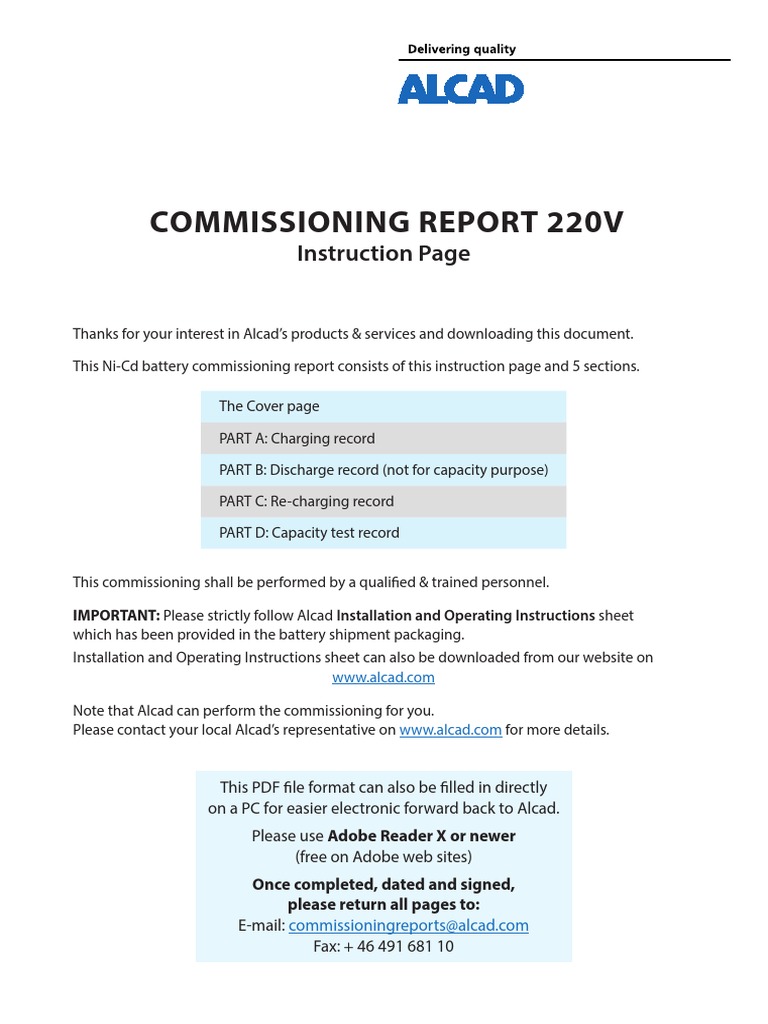 Commissioning_report_Alcad_220V | PDF | Rechargeable Battery ...