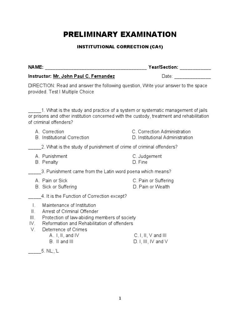 Prelim Exam Intro To Crim | PDF