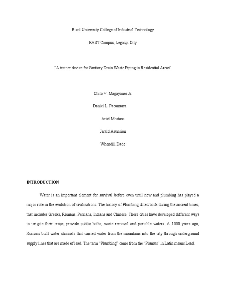 Thesis Plumbing Group Part 2 Pdf Plumbing Hydraulic Engineering
