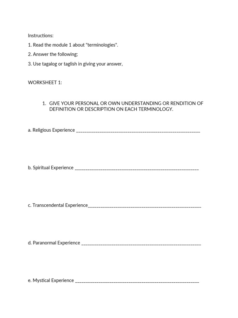 Worksheet 1 Rres | PDF