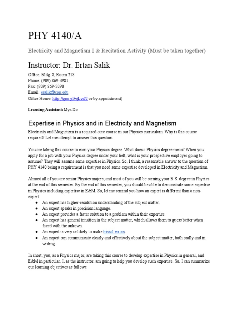 Syllabus Phy 4140 2023 Spring Pdf Applied And Interdisciplinary