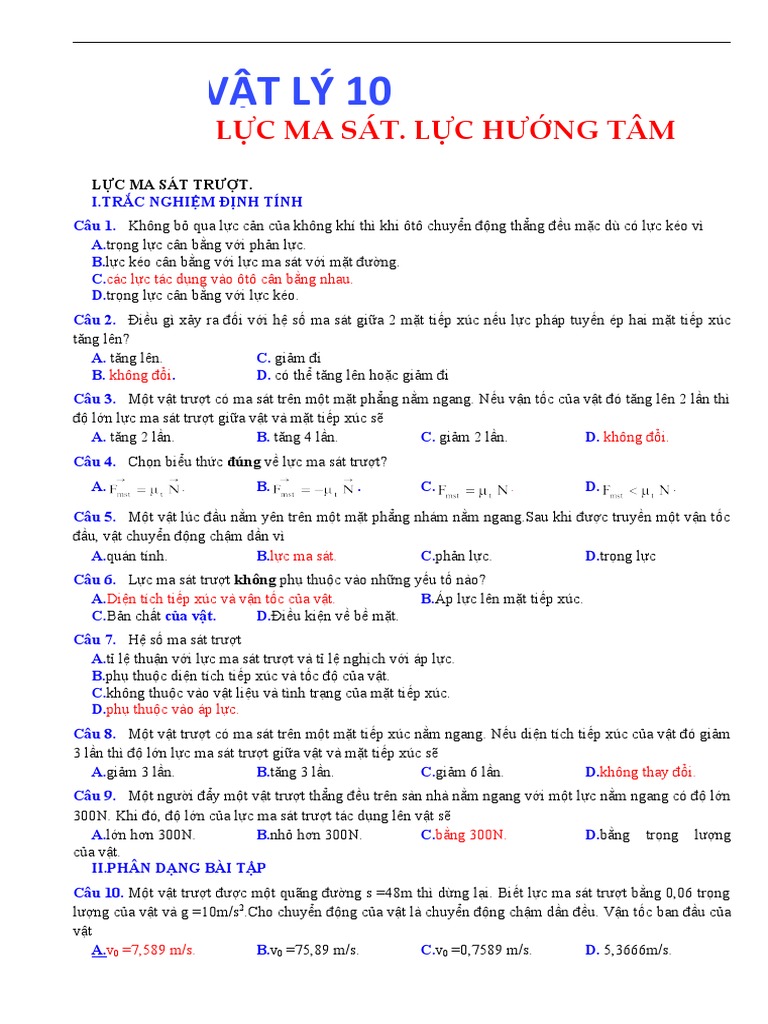 Tong Hop Cau Hoi Trac Nghiem Va Bai Tap Van Dung Vat Ly 10 Chuyen de ...
