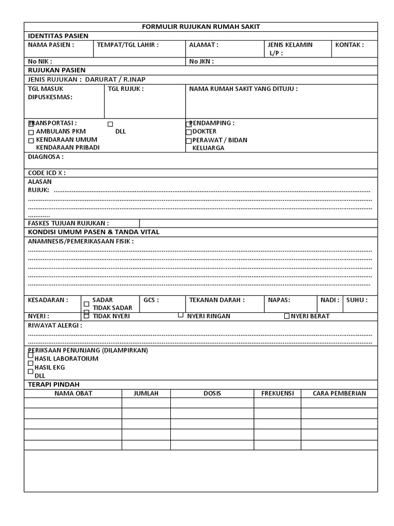 Form Rujukan Rumah Sakit | PDF