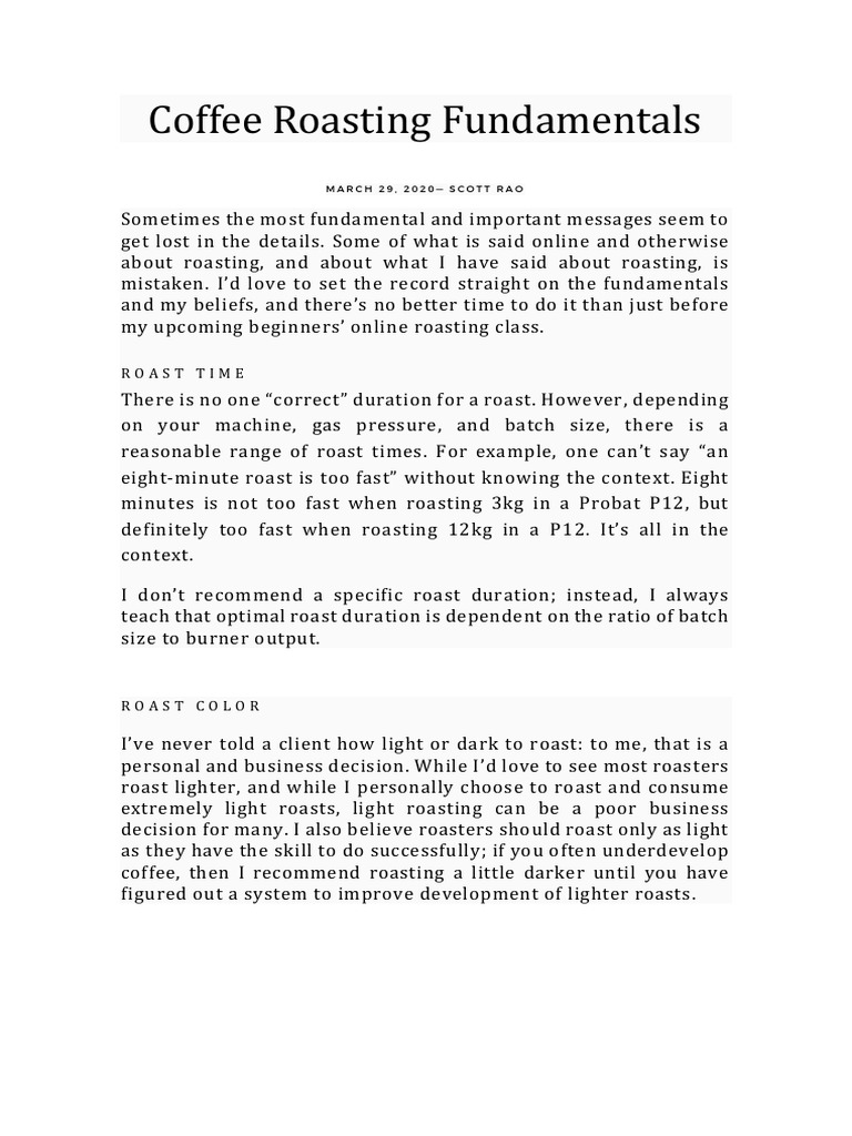 Coffee Roasting Fundamentals (Rao) | PDF | Coffee