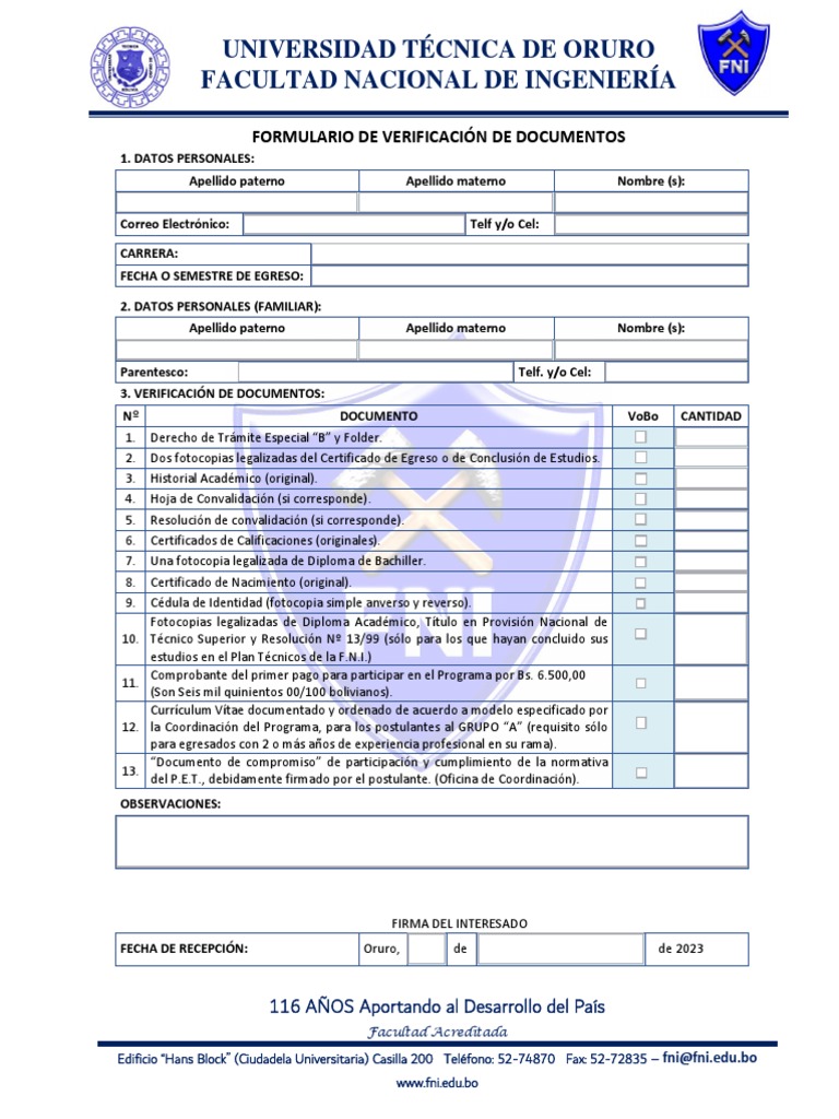Formulario de Verificación | PDF