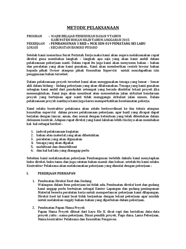 METODE PELAKSANAAN GEDUNG | PDF