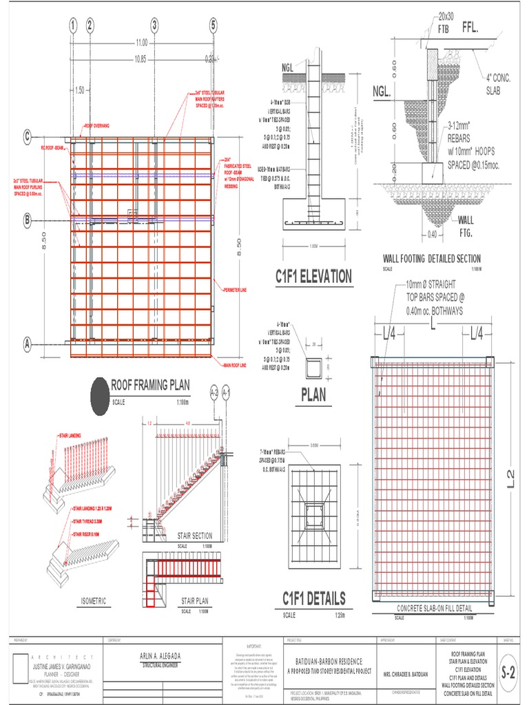 Roof Framing Plan: C1F1 Elevation | PDF | Building | Structural Engineering