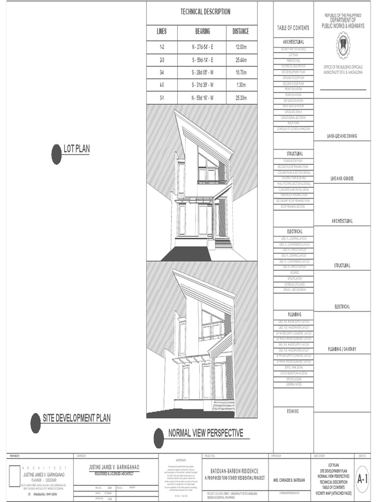 Lot Plan: Technical Description Lines Bearing Distance | PDF | Real ...