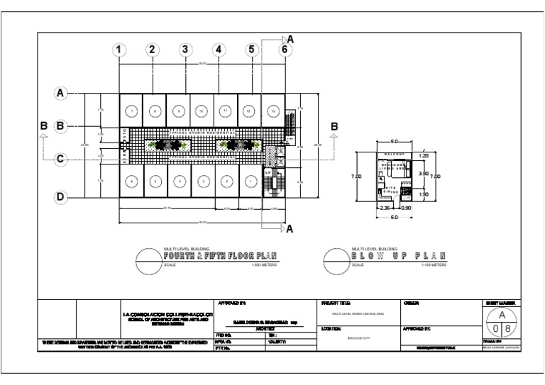 Fourth & Fifth Floor Plan Blow Up Plan: Multi Level Building Multi ...
