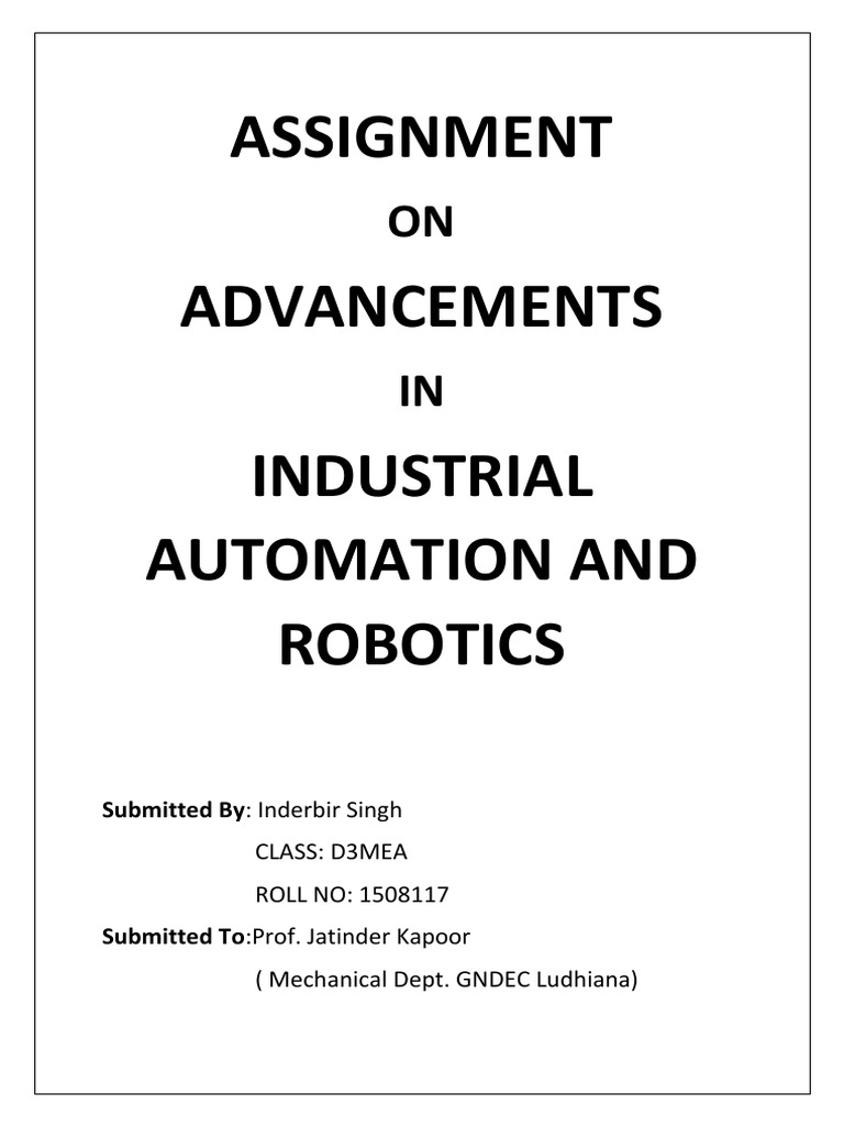 Assignment | PDF | Automation | 3 D Printing