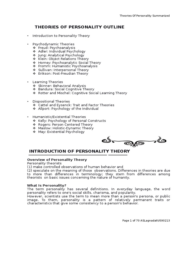 Overview of Personality Theories | PDF | Id | Sigmund Freud