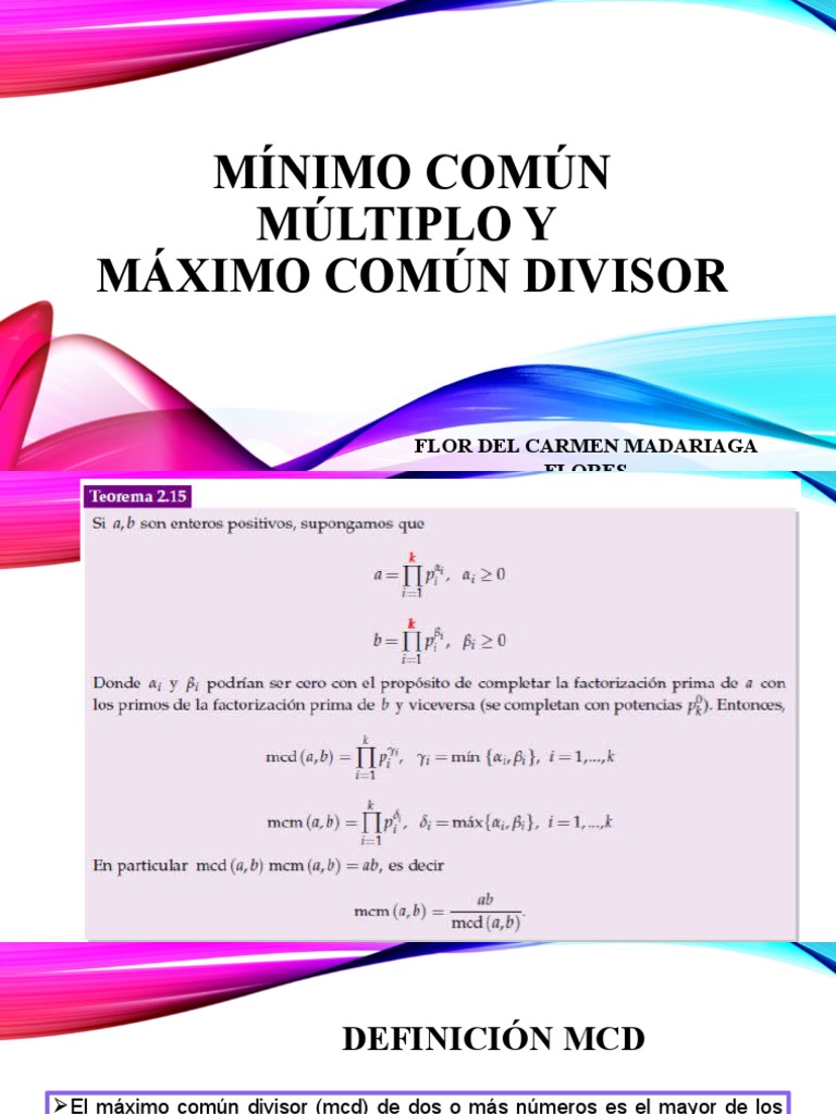 Mínimo Común Múltiplo y Máximo Común Divisor | PDF | Álgebra | Teoría de los números