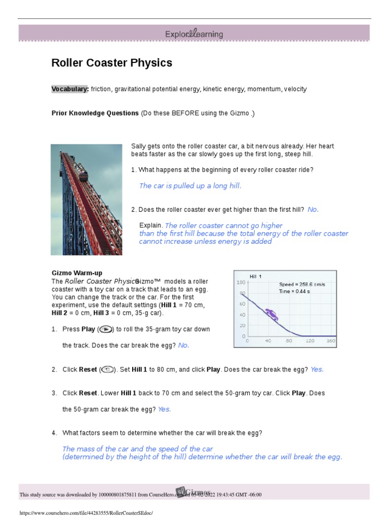 Roller Coaster Physics: Vocabulary: Friction, Gravitational Potential ...
