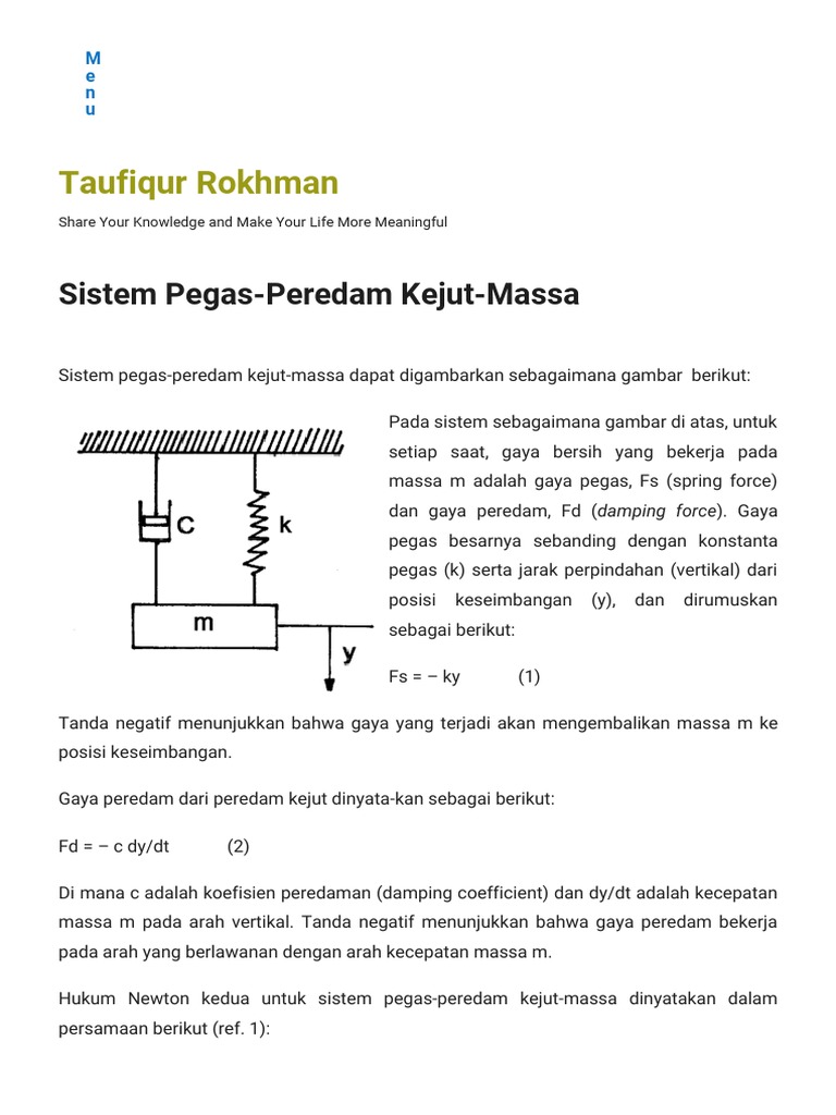 Sistem Pegas-Peredam Kejut-Massa Taufiqur Rokhman | PDF