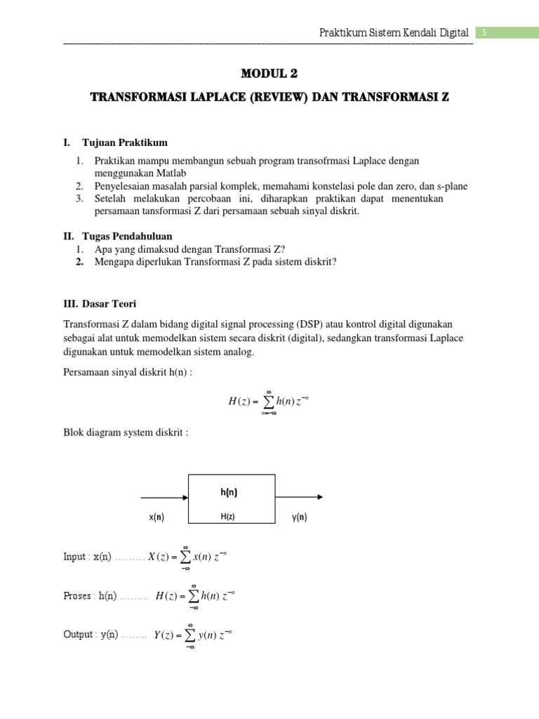 Transformasi Laplace & Z dengan Matlab | PDF | Metode & Bahan Ajar