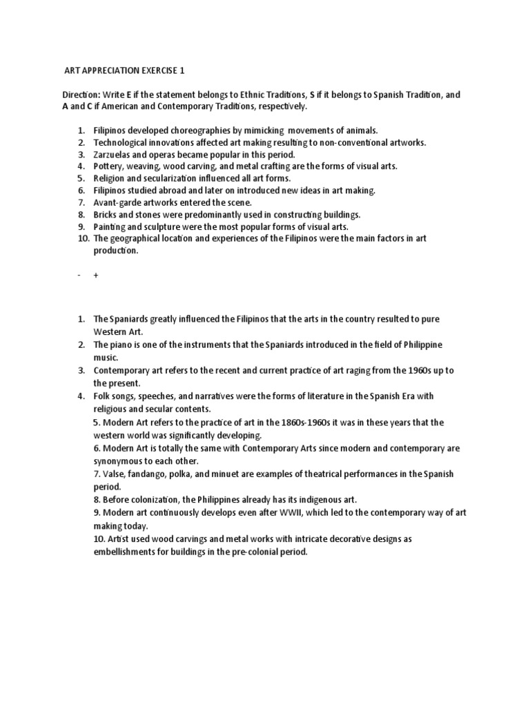 Art Appreciation Exercise 1 | PDF