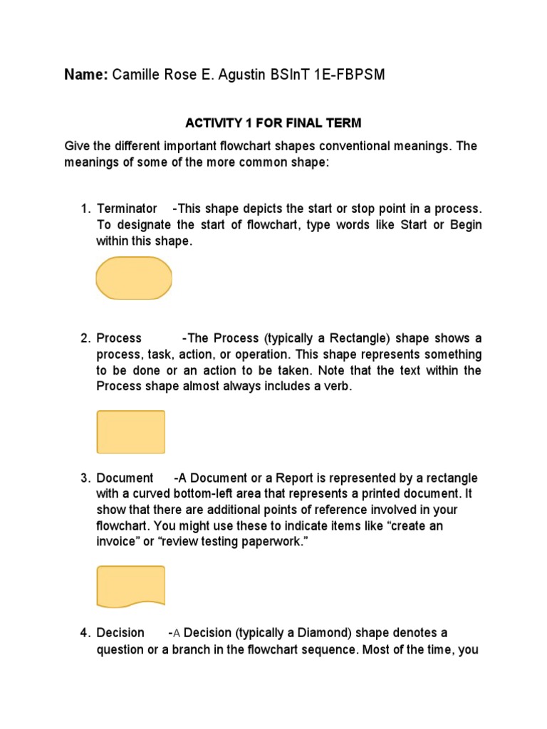 Flowchart Shapes and Their Meanings | PDF