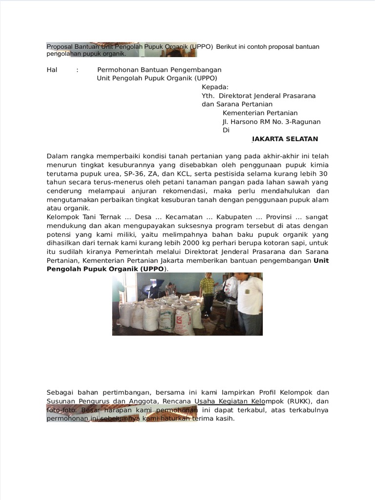 Dokumen - Tips - Contoh Proposal Bantuan Unit Pengolah Pupuk Organik | PDF